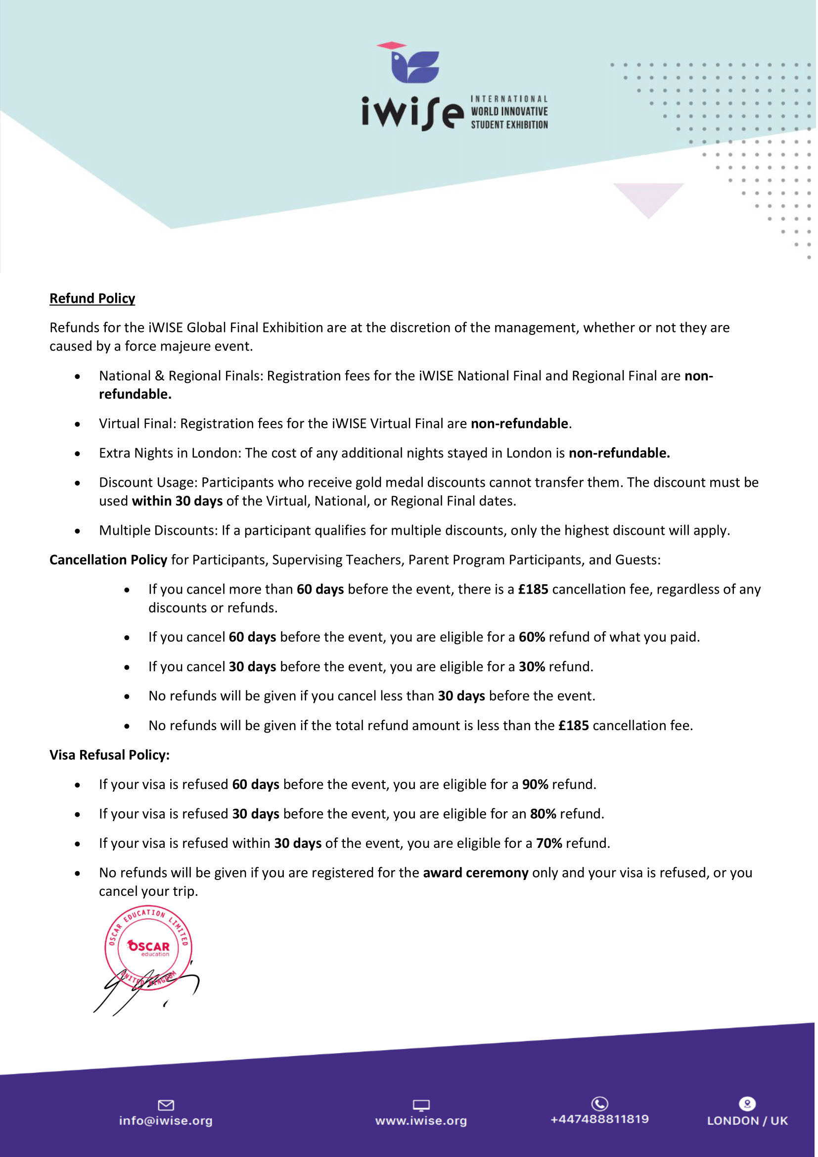 TERMS AND CONDITIONS – iWISE